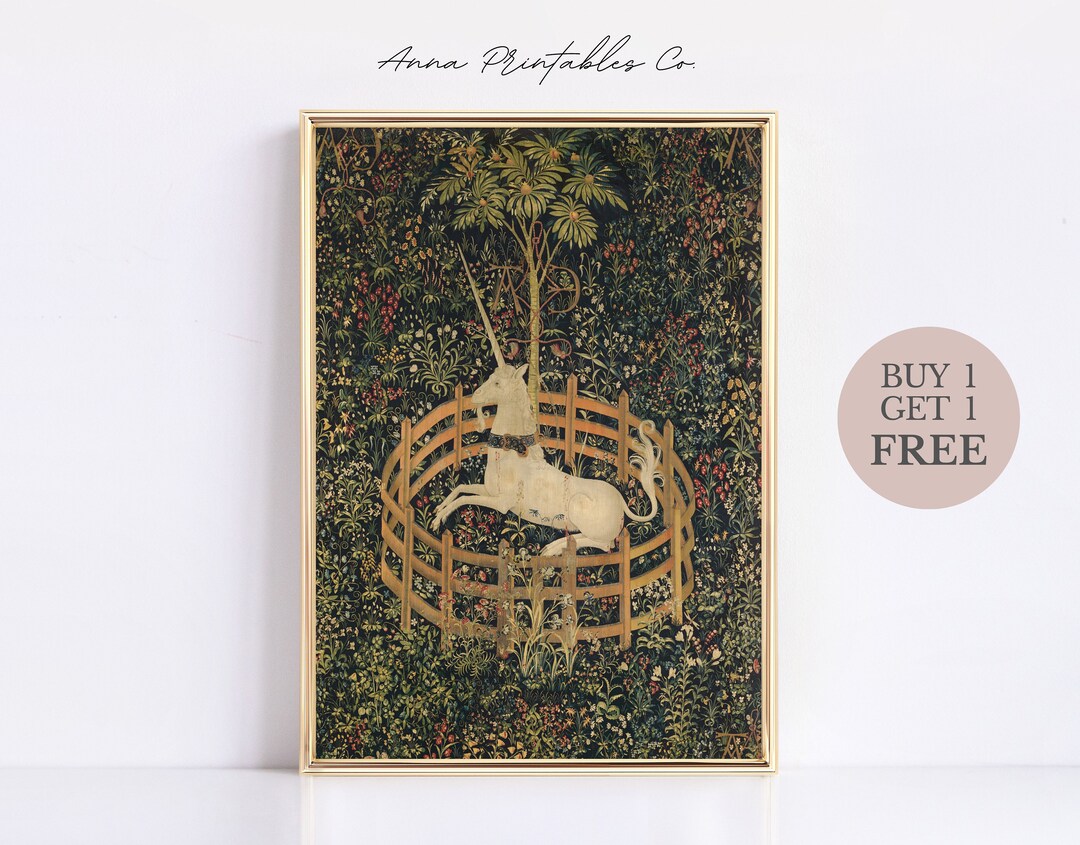 Unicorn Tapestry Print Digital Download Medieval Art Unicorn - Etsy