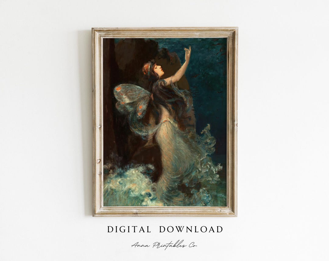 Vintage Water Nymph Painting DIGITAL DOWNLOAD | Antique Fairycore ...