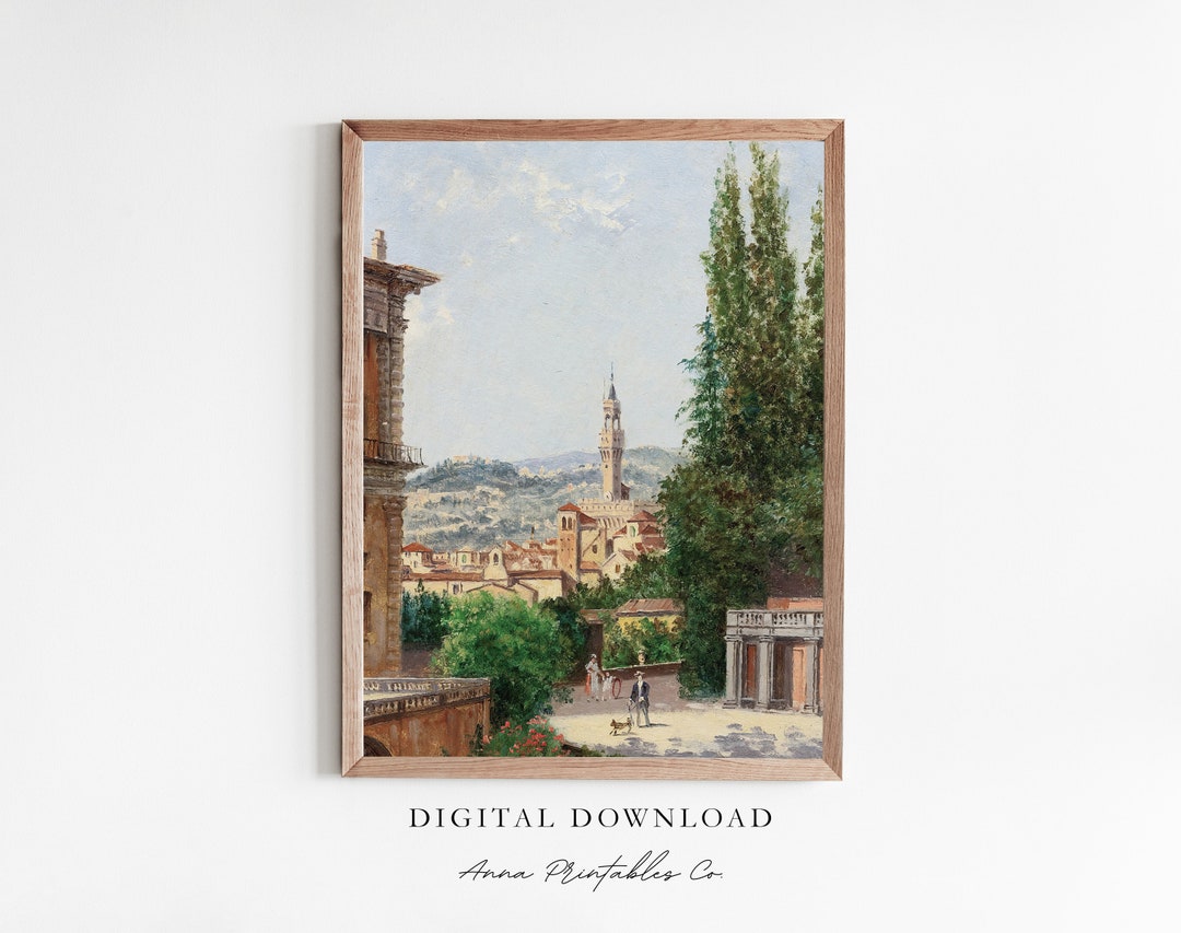 Florence | Antique Italian Cityscape Painting for Digital Download ...