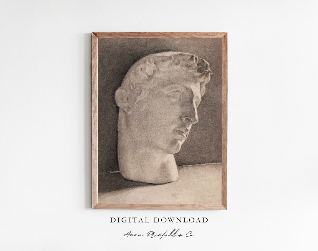 Vintage Drawing of a Classical Greek Statue Bust for Digital Download ...
