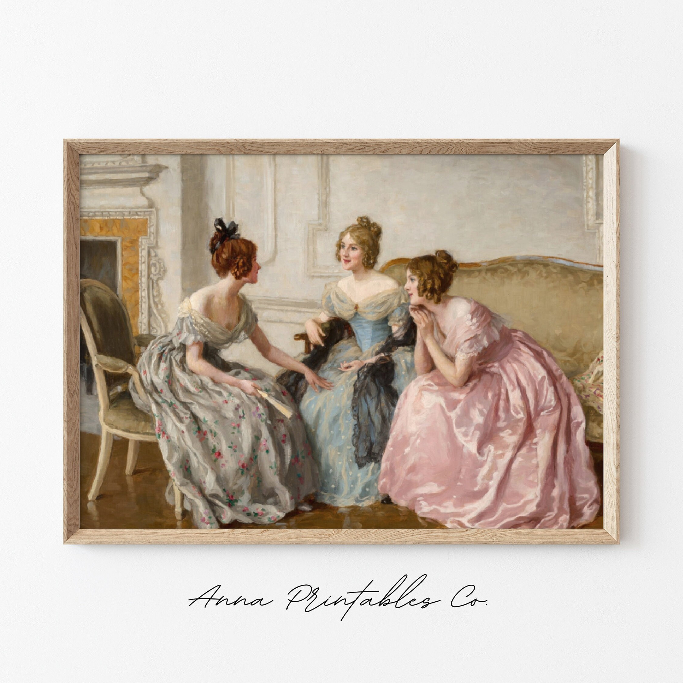 A Day's Gossip Antique Painting for 3 Victorian Women - Etsy