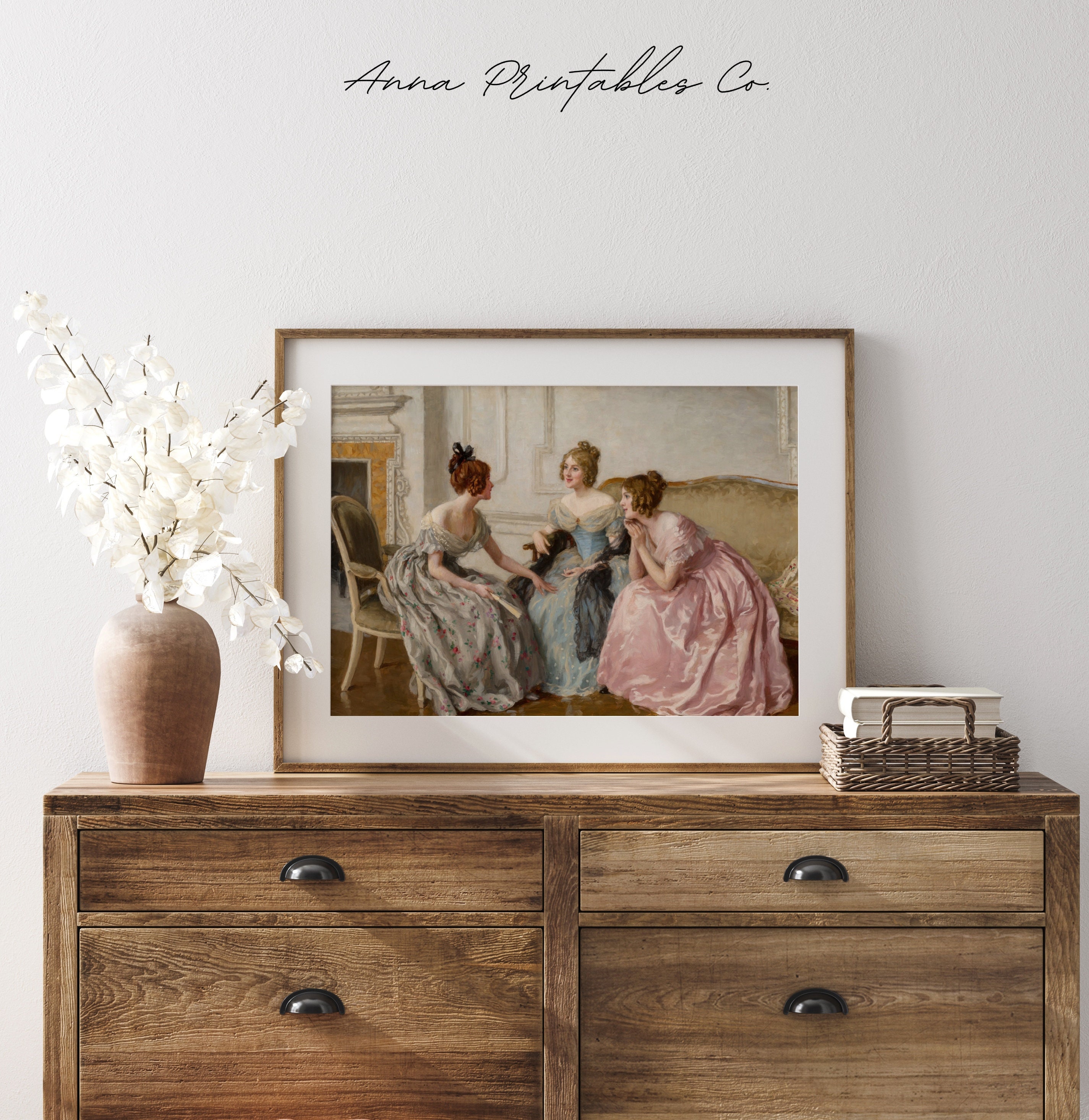 A Day's Gossip | Antique Painting for 3 Victorian Women for Digital ...