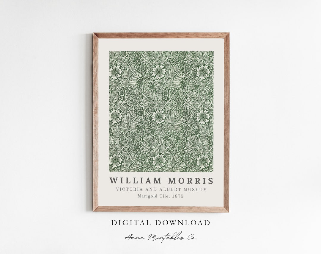 William Morris Marigold Wall Art Print, Antique Textile Printable Wall ...