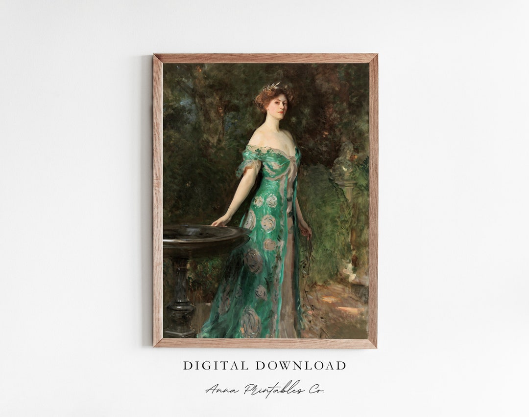 The Duchess | Vintage Portrait Painting of Woman in Emerald for Digital ...