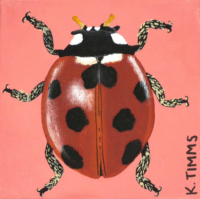 Ladybug - Acrylic Painting - Mini Art - Wall Art - Wall Decor ...