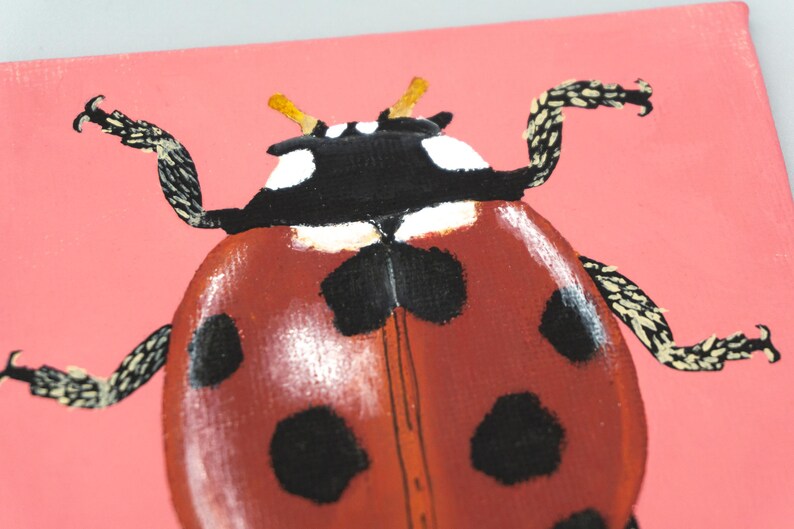Ladybug - Acrylic Painting - Mini Art - Wall Art - Wall Decor ...
