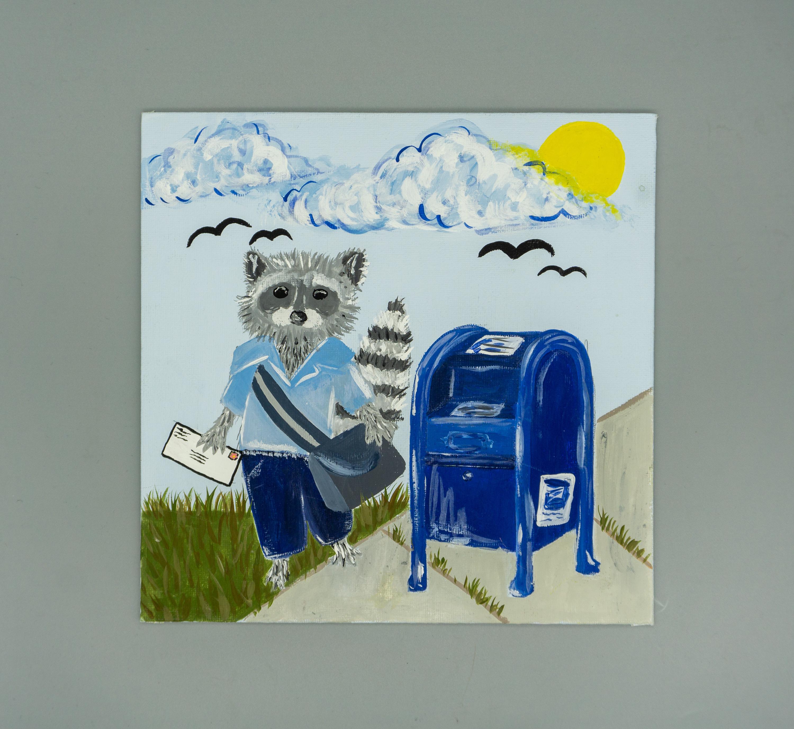 Raccoon Postman - Acrylic Painting - Wall Art - Decor - Animal Art ...
