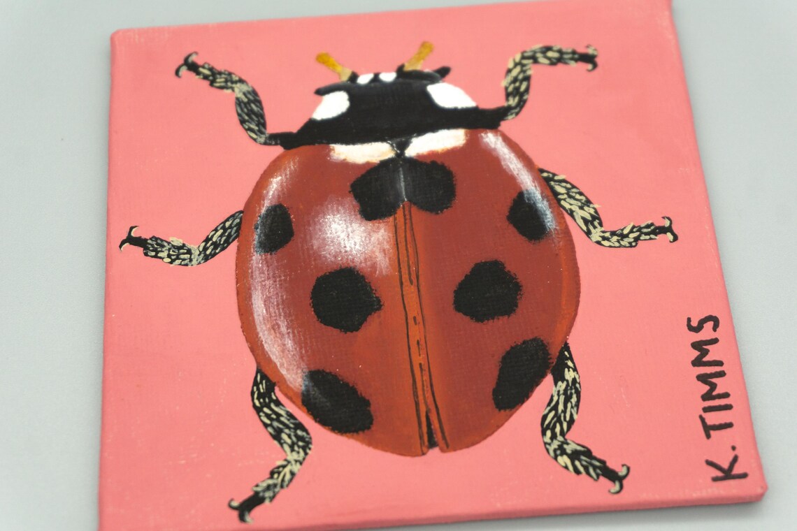 Ladybug - Acrylic Painting - Mini Art - Wall Art - Wall Decor ...