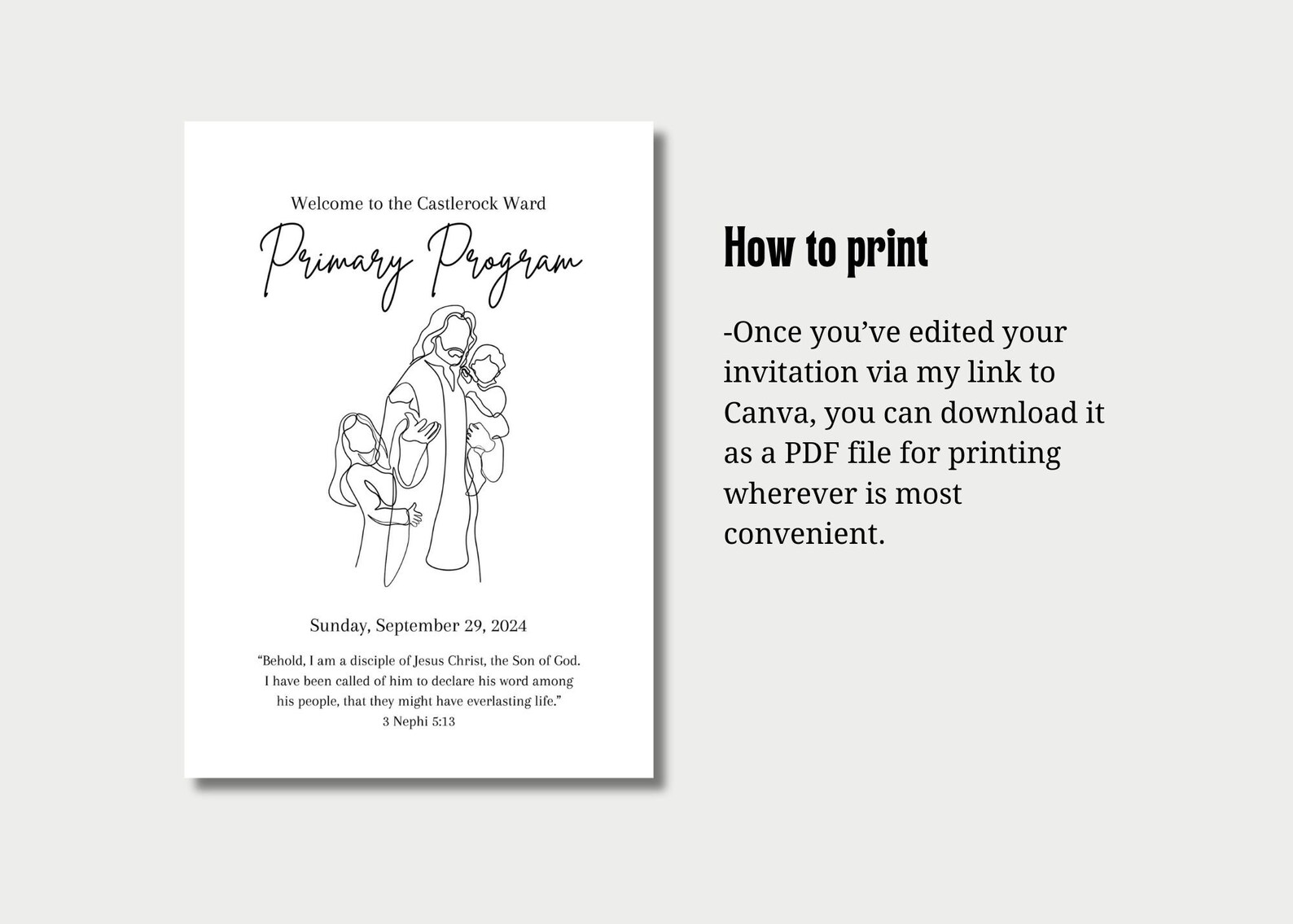 Primary Program for Sacrament Meeting | LDS Primary Program Template ...