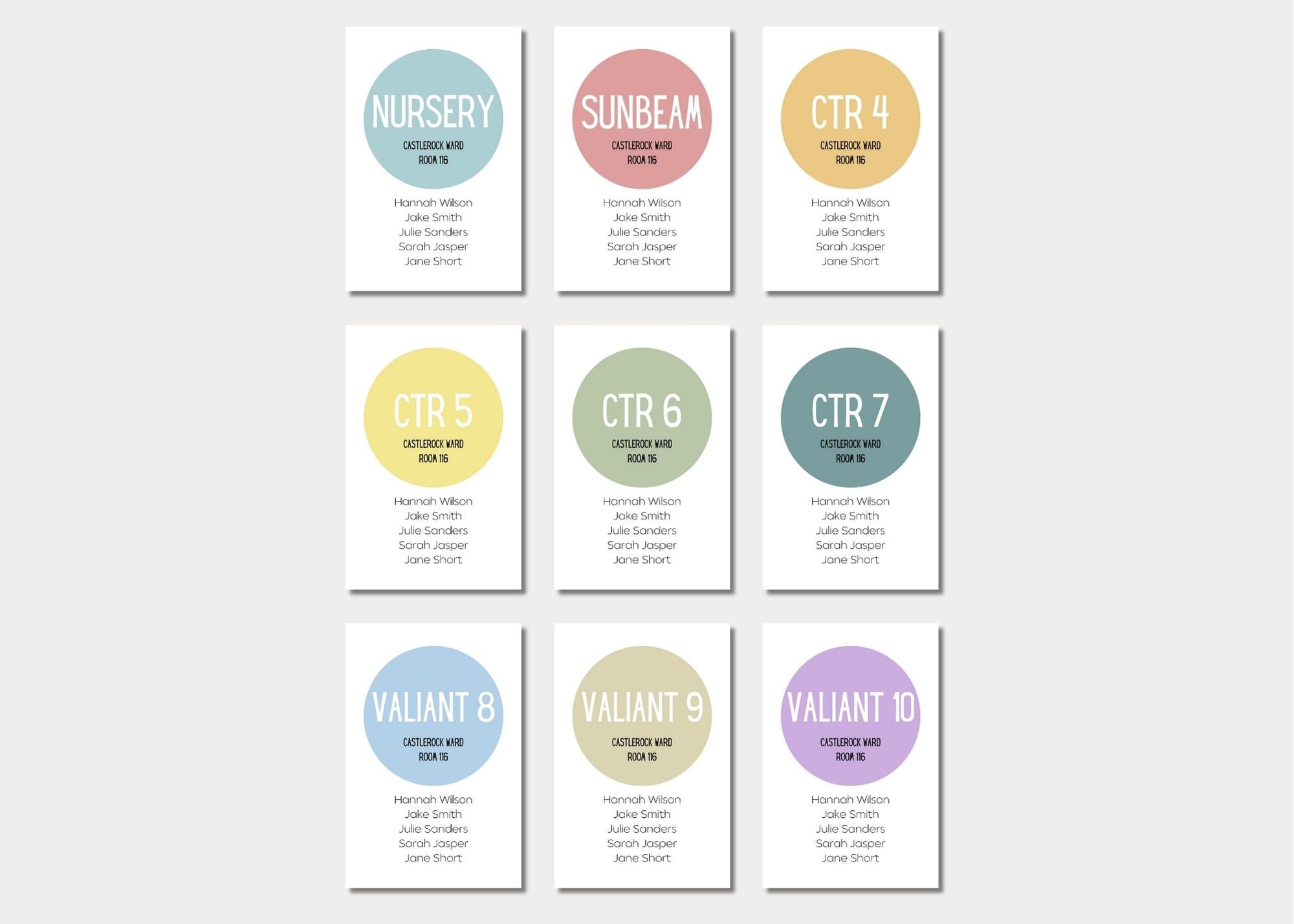 Primary Classroom Door Signs Template | LDS Primary Classroom Signs ...