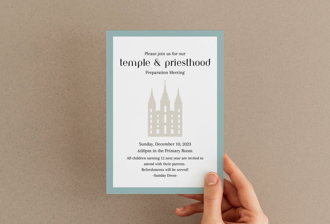 Temple and Priesthood Preview Invitation | LDS Primary Temple and ...