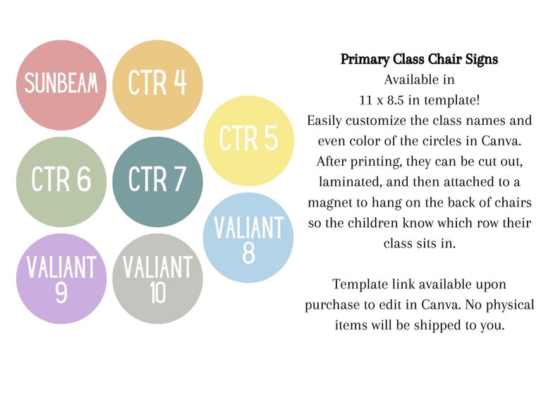 Primary Class Chair Signs Template | LDS Primary Class Chair Signs ...