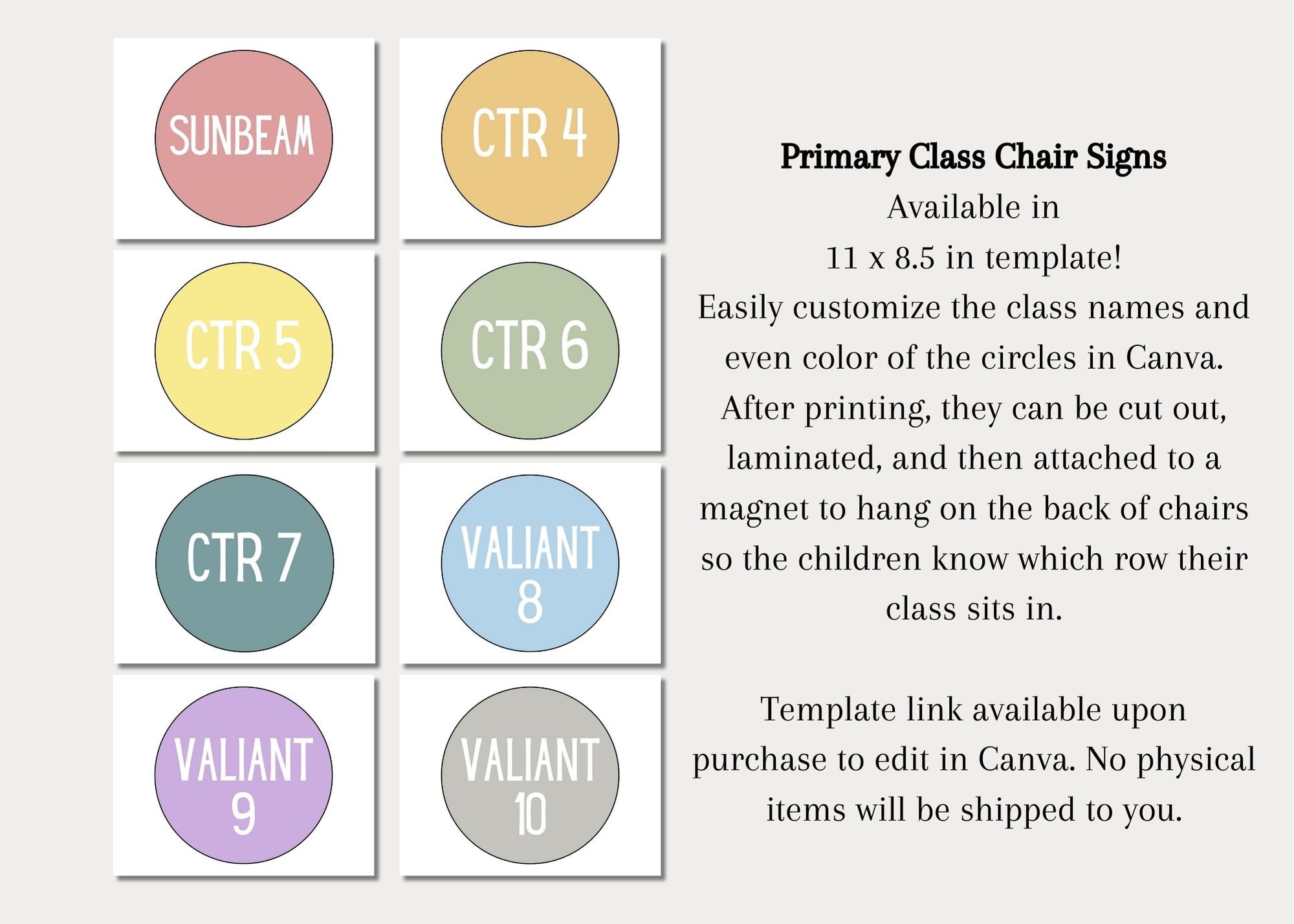 Primary Class Chair Signs Template | LDS Primary Class Chair Signs ...