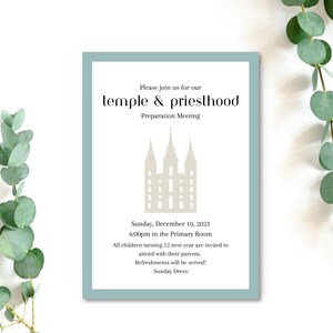 Temple and Priesthood Preview Invitation | LDS Primary Temple and ...