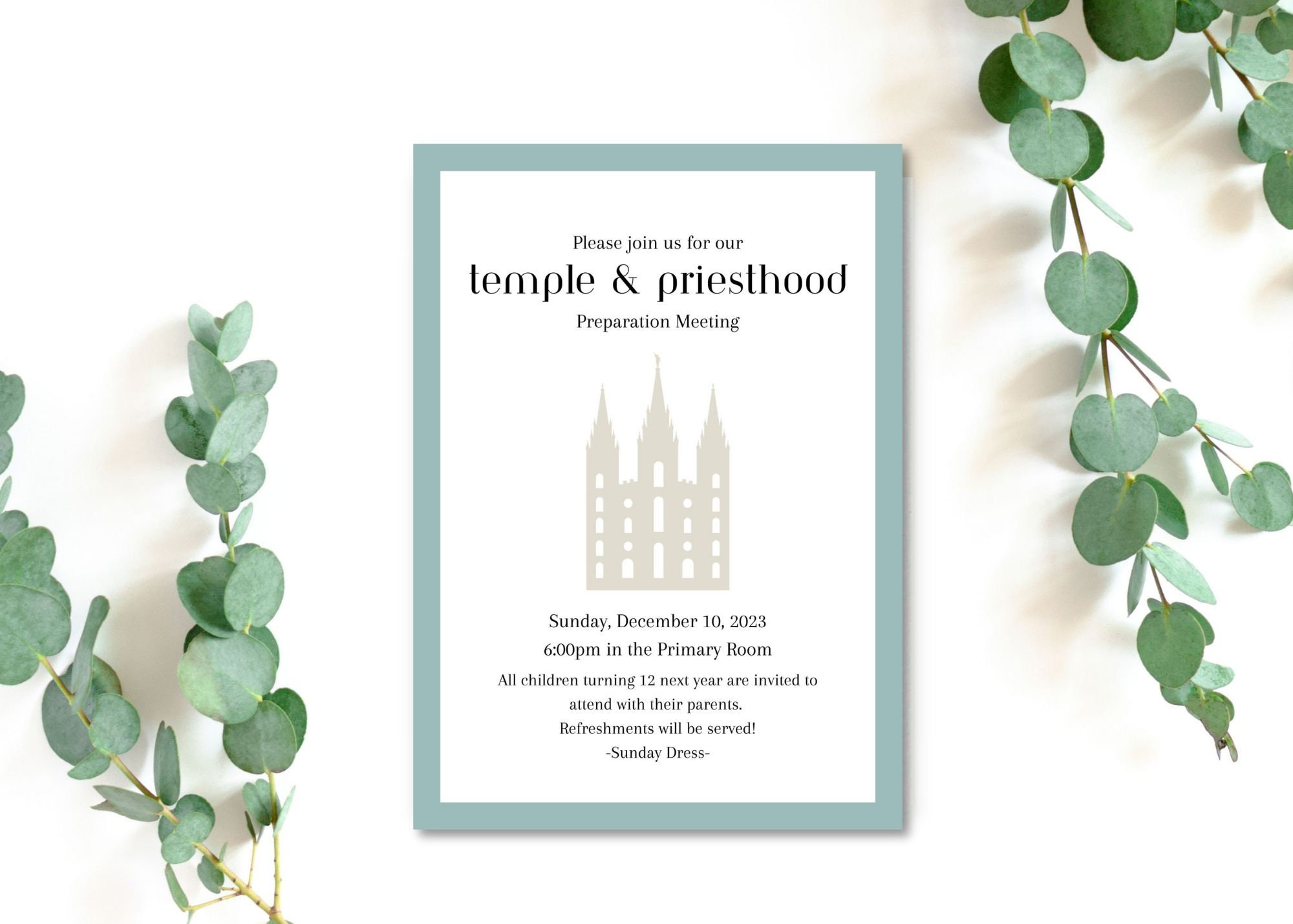 Temple and Priesthood Preview Invitation | LDS Primary Temple and ...
