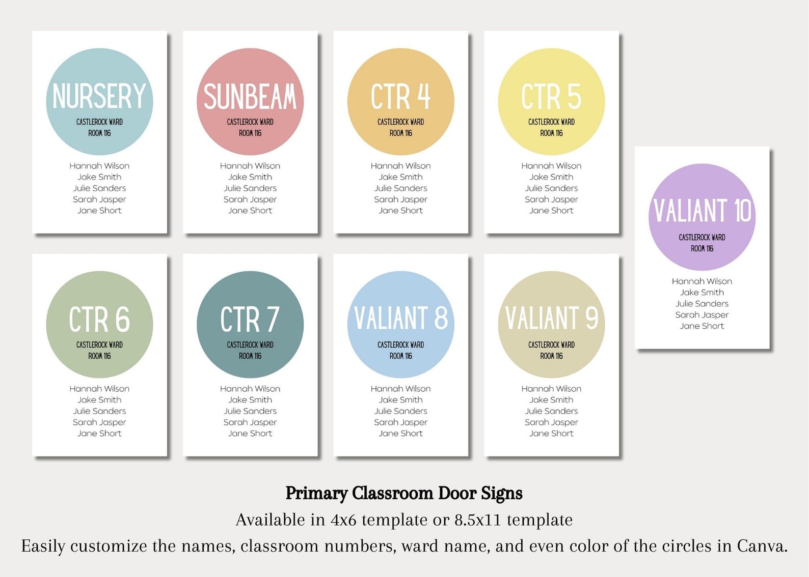 Primary Classroom Door Signs Template | LDS Primary Classroom Signs ...