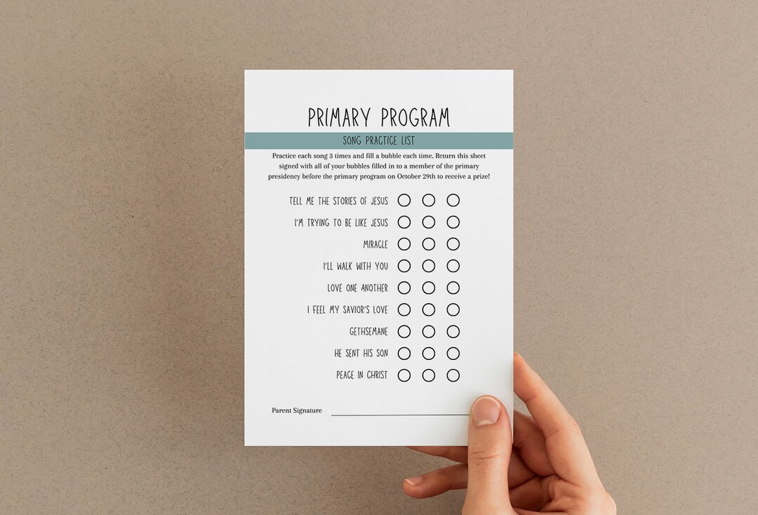 Primary Program Songs Practice List | LDS Primary Program Template ...