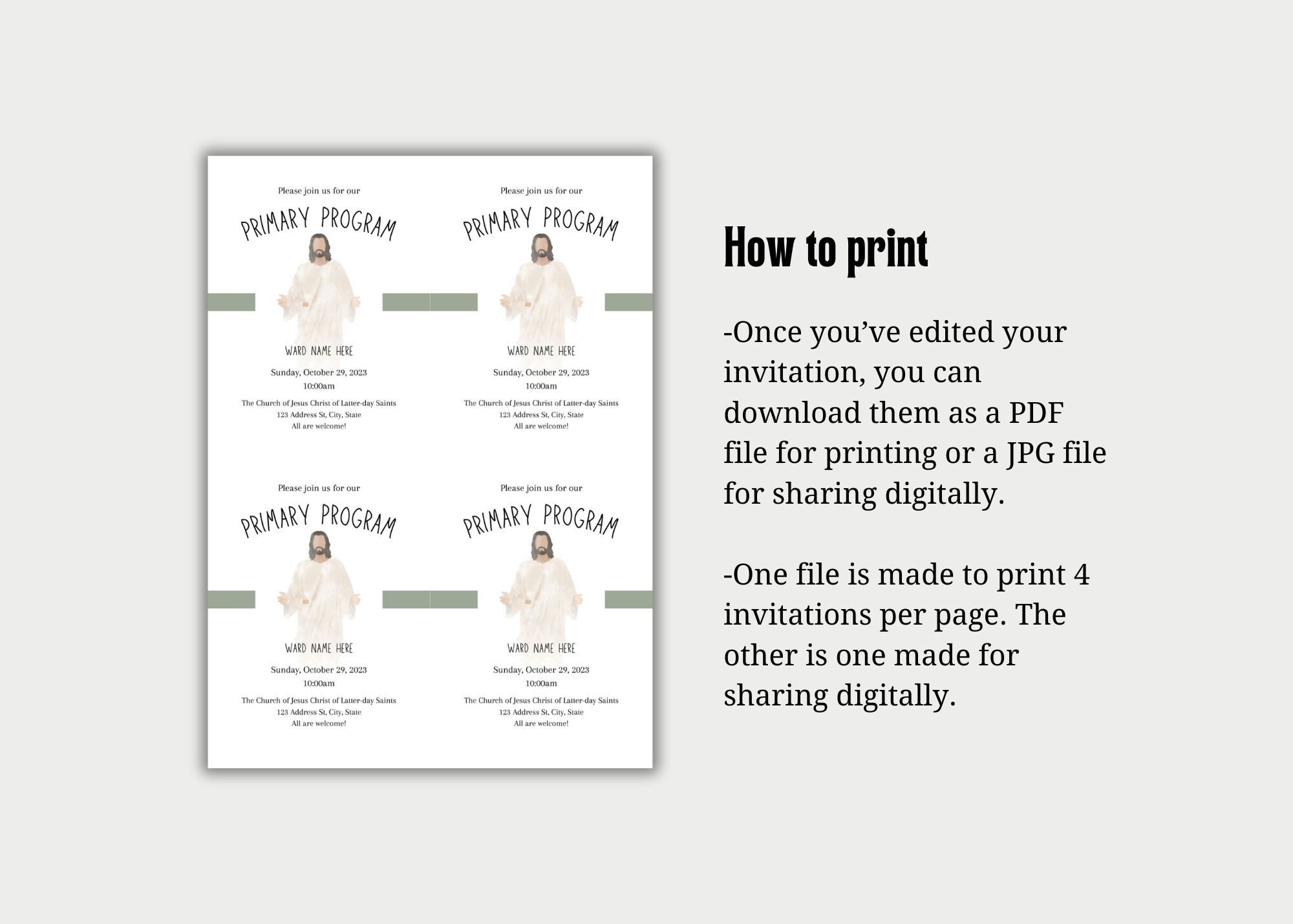 Primary Program Invitation | LDS Primary Program Invitation Template ...