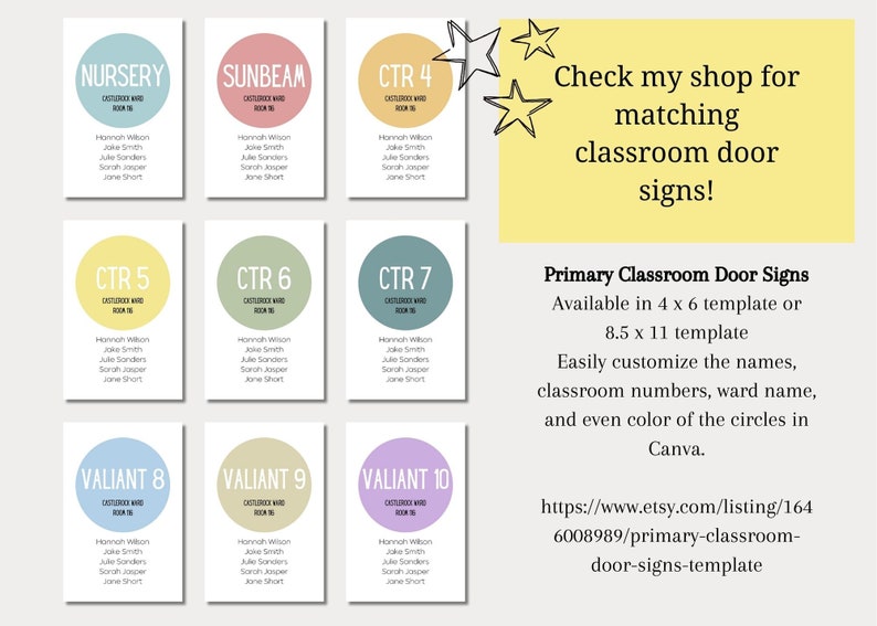 Primary Class Chair Signs Template | LDS Primary Class Chair Signs ...