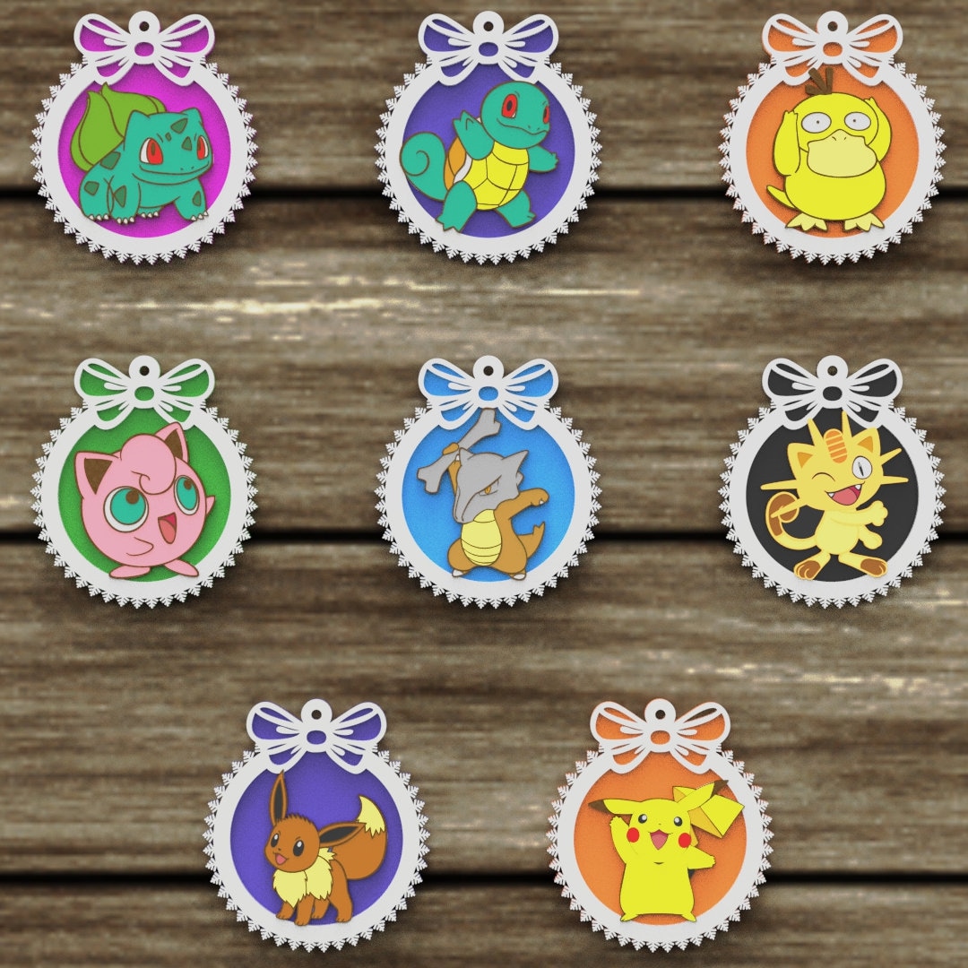Pokemon Christmas Ornaments Vectors, Baubles Christmas Balls for ...