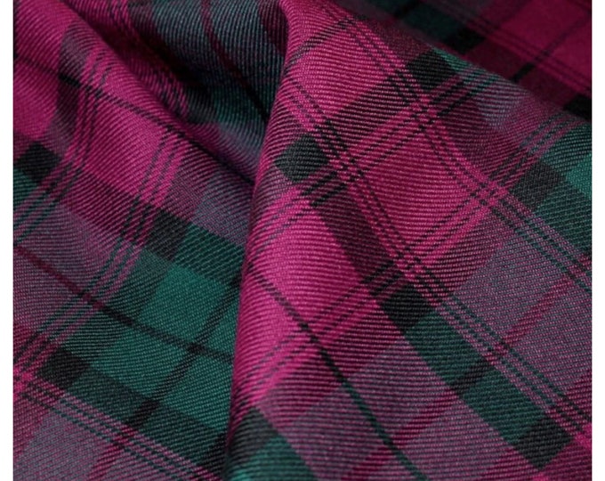 Harris Tweed Fabric Blush Pink Tartan With Yellow & Aqua - Etsy