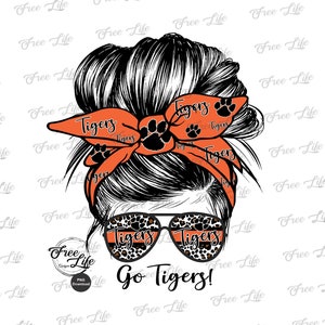 Tigers PNG Download, Tigers Messy Bun Digital Art Download, Tigers ...
