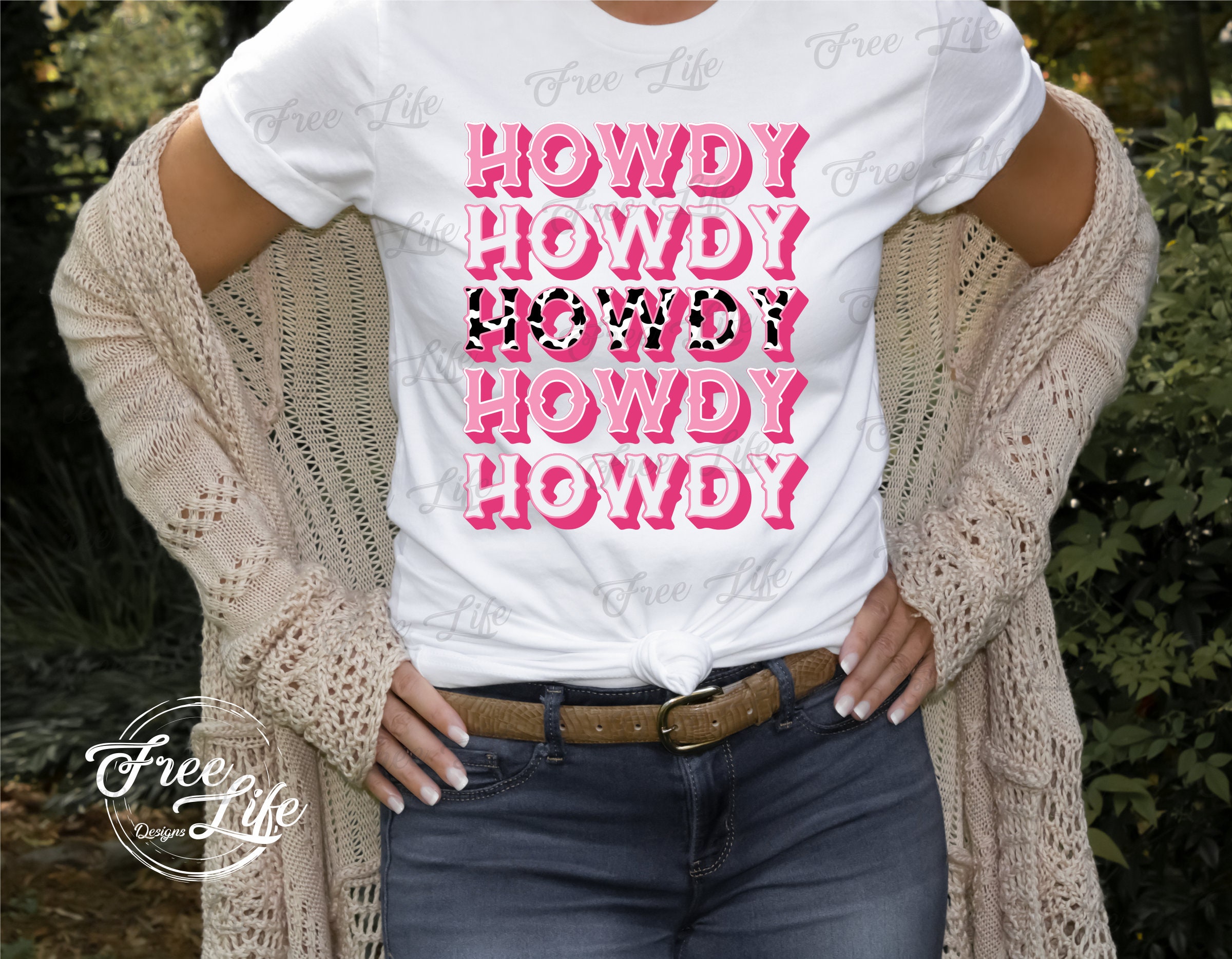 Howdy PNG Howdy Cow Print Digital Art Download Pink Howdy - Etsy