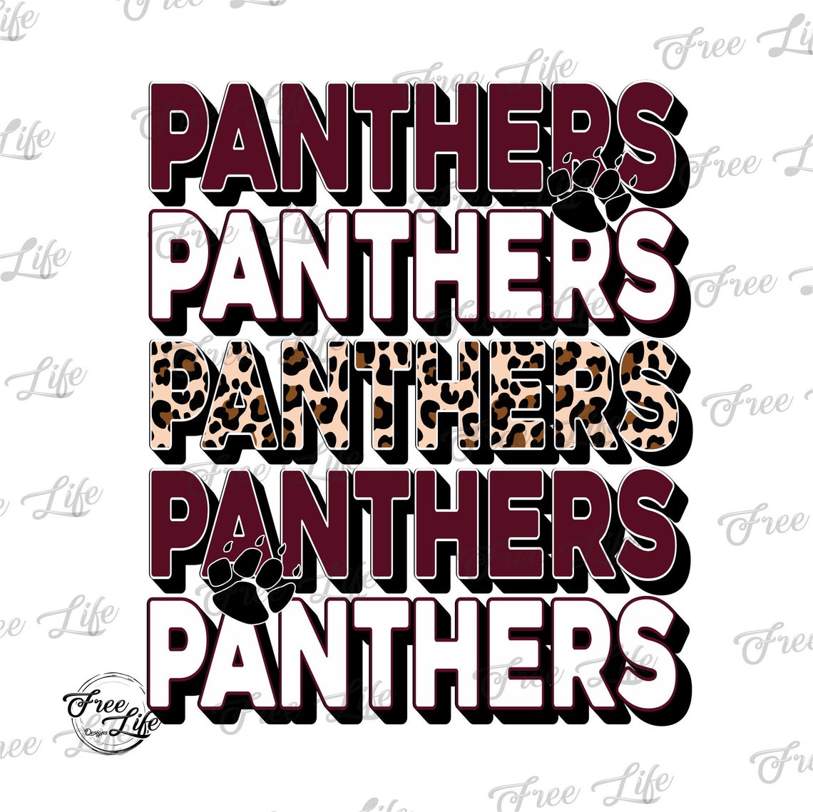Panthers PNG Download, Maroon and Leopard Panthers School Mascot Png ...