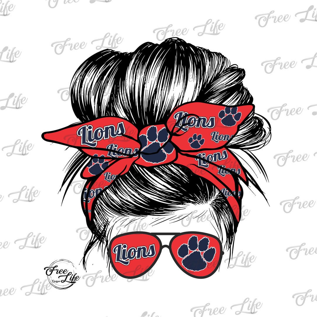 Lions PNG Download, Lions Messy Bun Digital Art Download, Lions Mascot ...