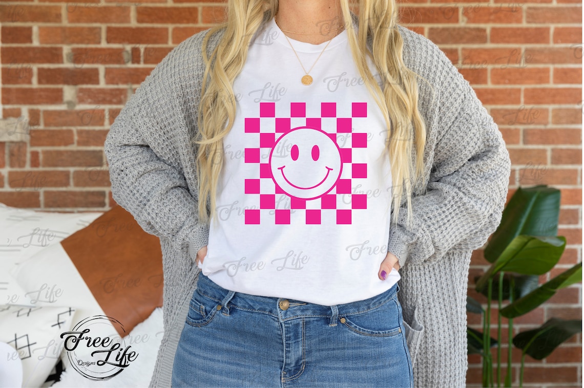 Checkered Smiley PNG Smiley Digital Art Download Smile PNG - Etsy