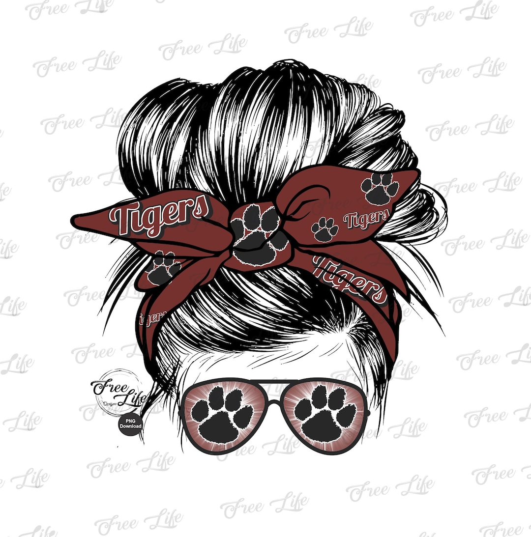 Tigers PNG Download, Tigers Messy Bun Digital Art Download, Tigers ...