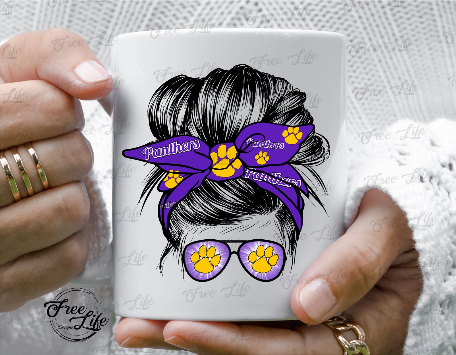 Panthers PNG Download Panthers Messy Bun Digital Art - Etsy