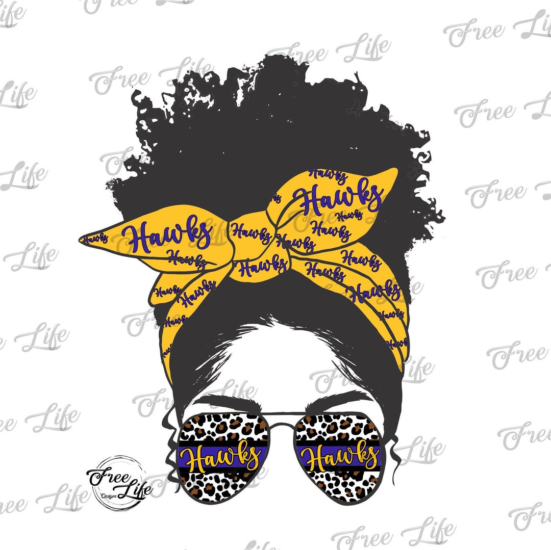 Hawks PNG Download, Hawks Curly Hair Messy Bun Digital Art Download ...