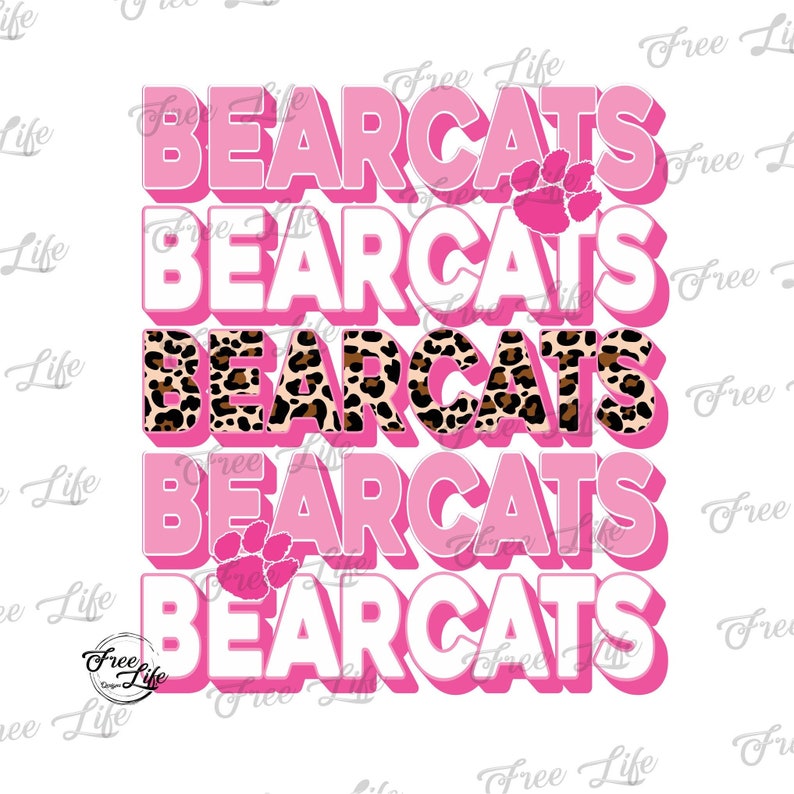 Bearcats PNG Download, Pink and Leopard Bearcats School Mascot ...