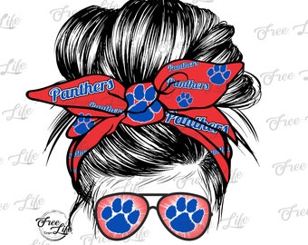 Panthers PNG Download, Panthers Curly Hair Messy Bun Digital Art ...