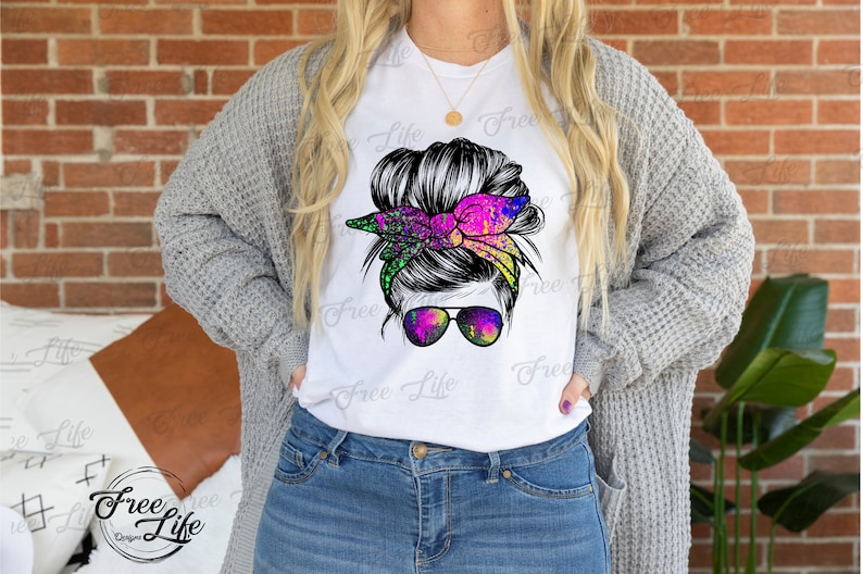 Neon Splatter Messy Bun PNG Download 80's Messy Bun - Etsy