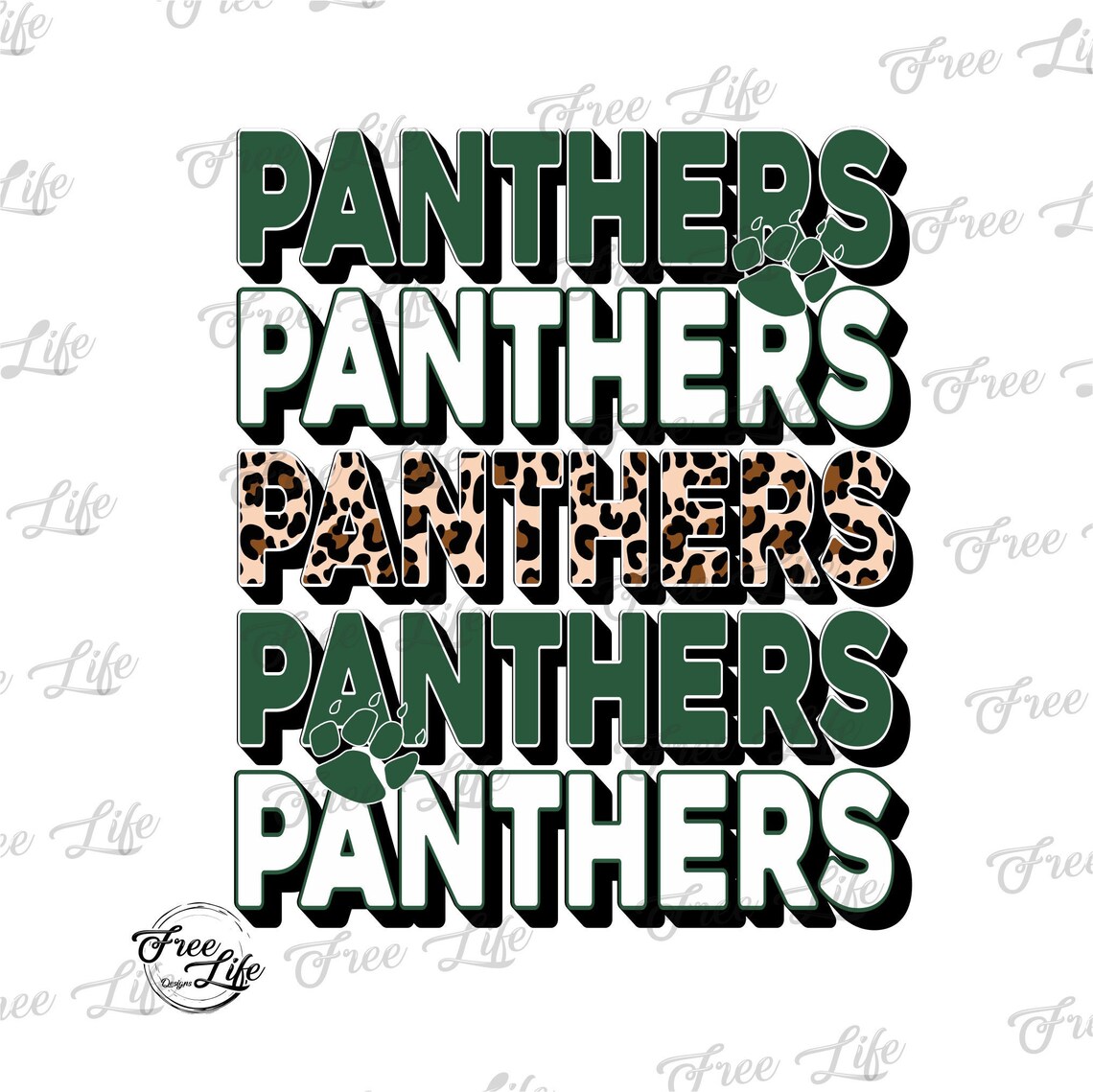 Panthers PNG Download Green and Leopard Panthers School - Etsy
