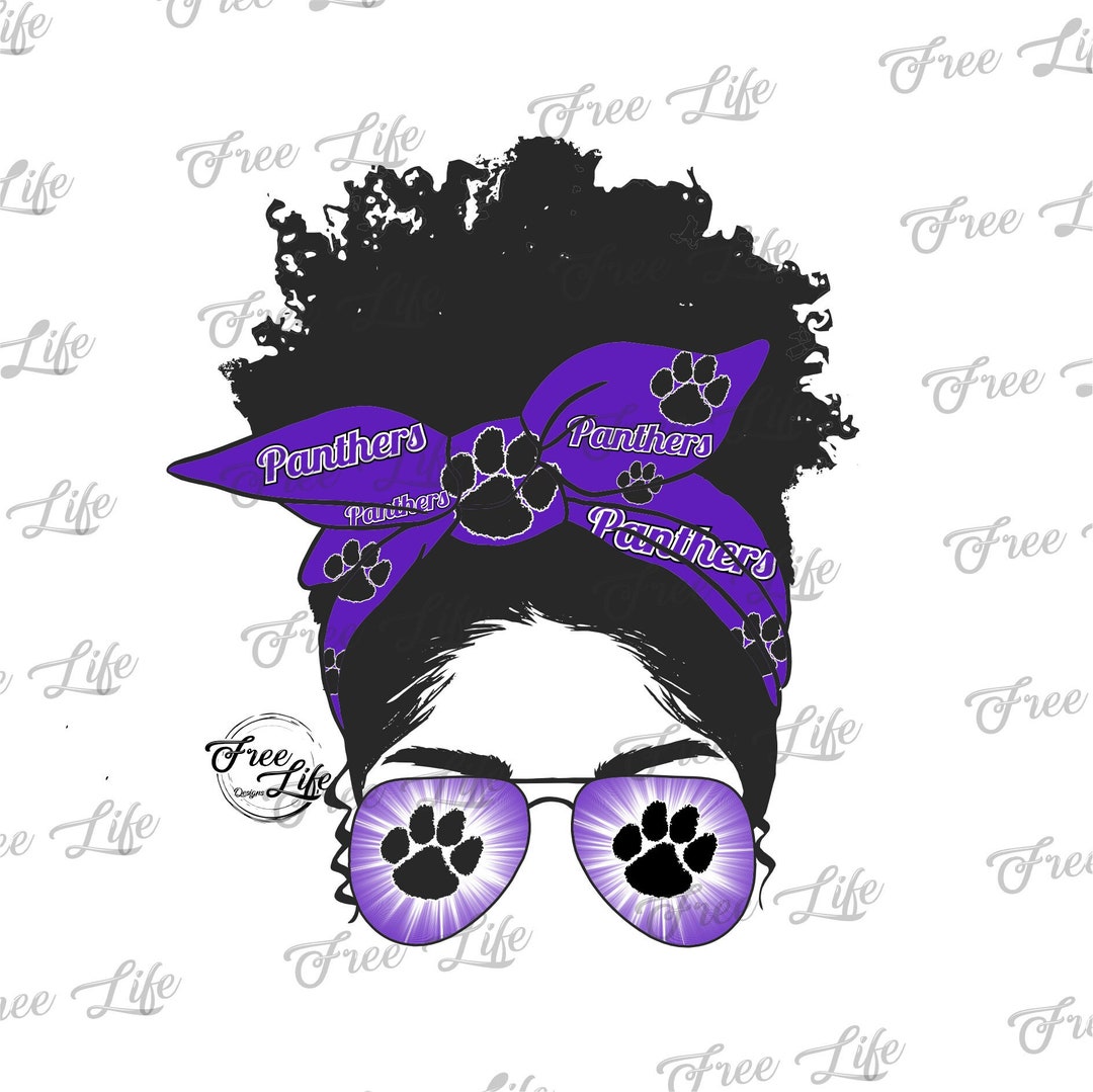 Panthers PNG Download, Panthers Curly Hair Messy Bun Digital Art ...