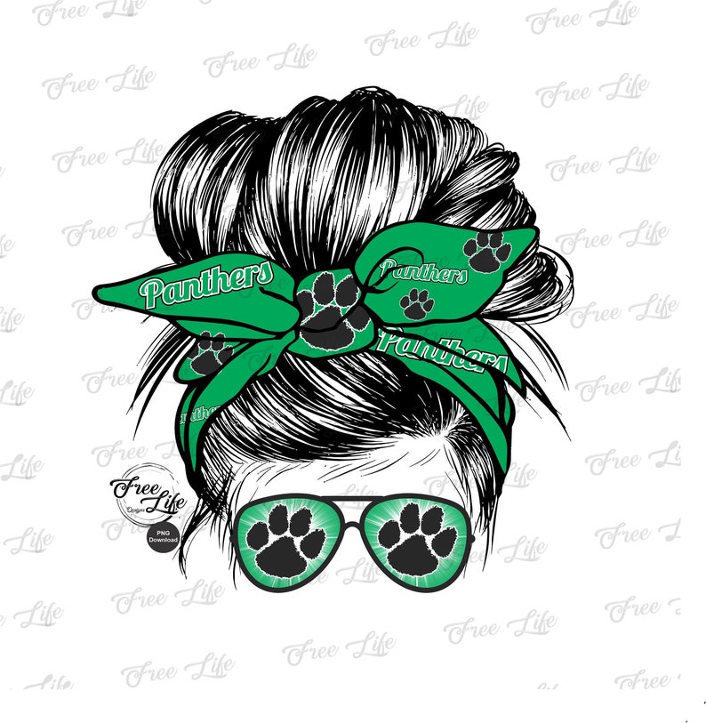 Panthers PNG Download Panthers Messy Bun Digital Art - Etsy