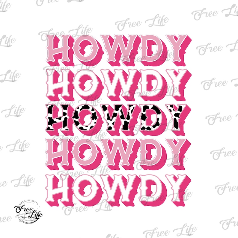 Howdy PNG Howdy Cow Print Digital Art Download Pink Howdy - Etsy