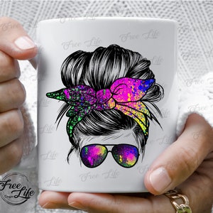 Neon Splatter Messy Bun PNG Download, 80's Messy Bun Digital Art ...