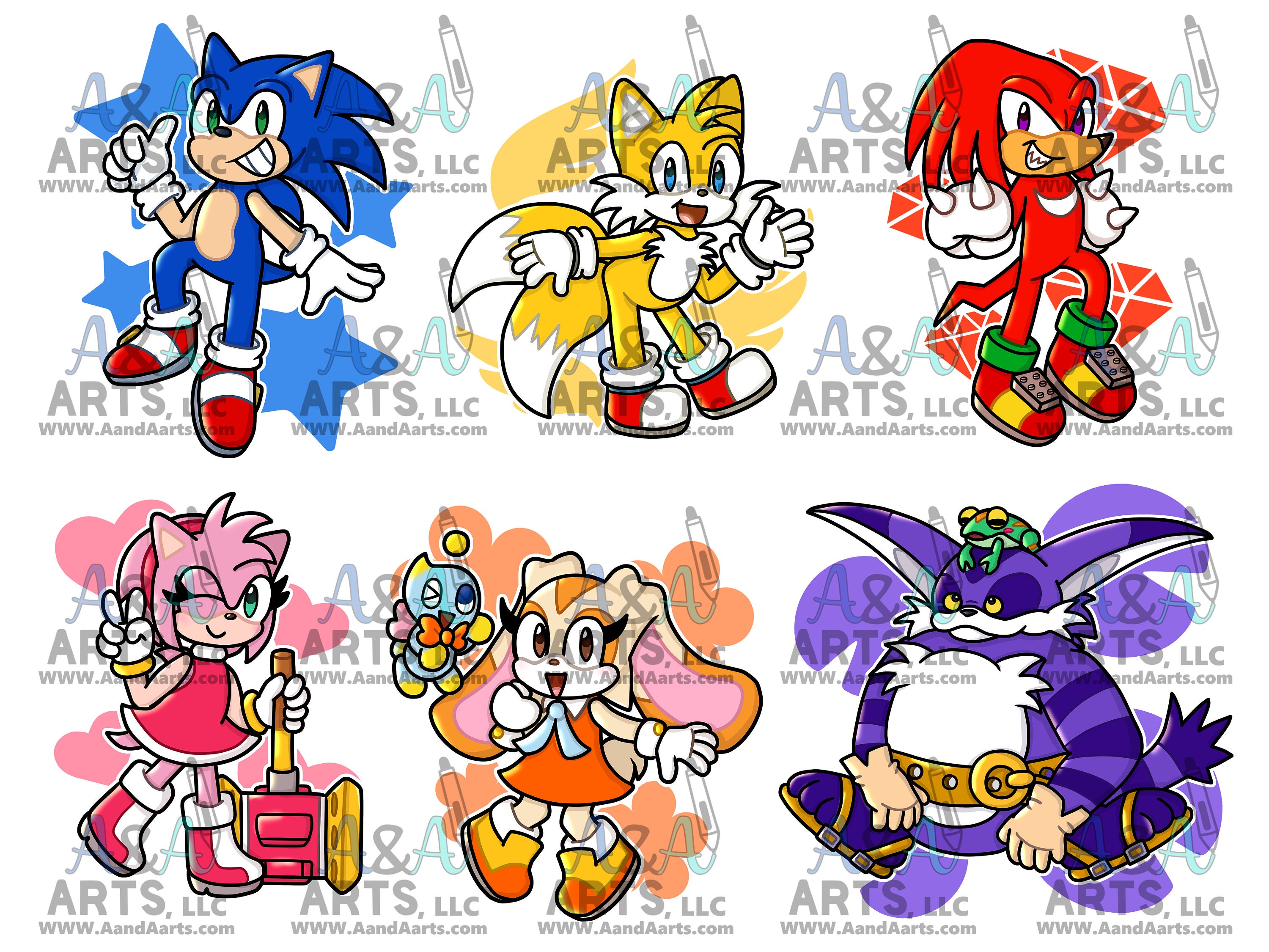 Sonic the Hedgehog Decal Sticker Pack Set #1 (team Sonic & Team Rose ...