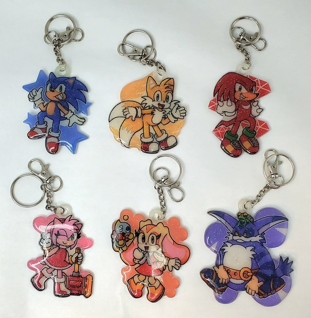 Sonic the Hedgehog Resin Glitter Keychains Set #1 (team Sonic & Team ...