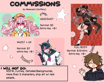 Commissions Chest up Purchases Printable - Etsy