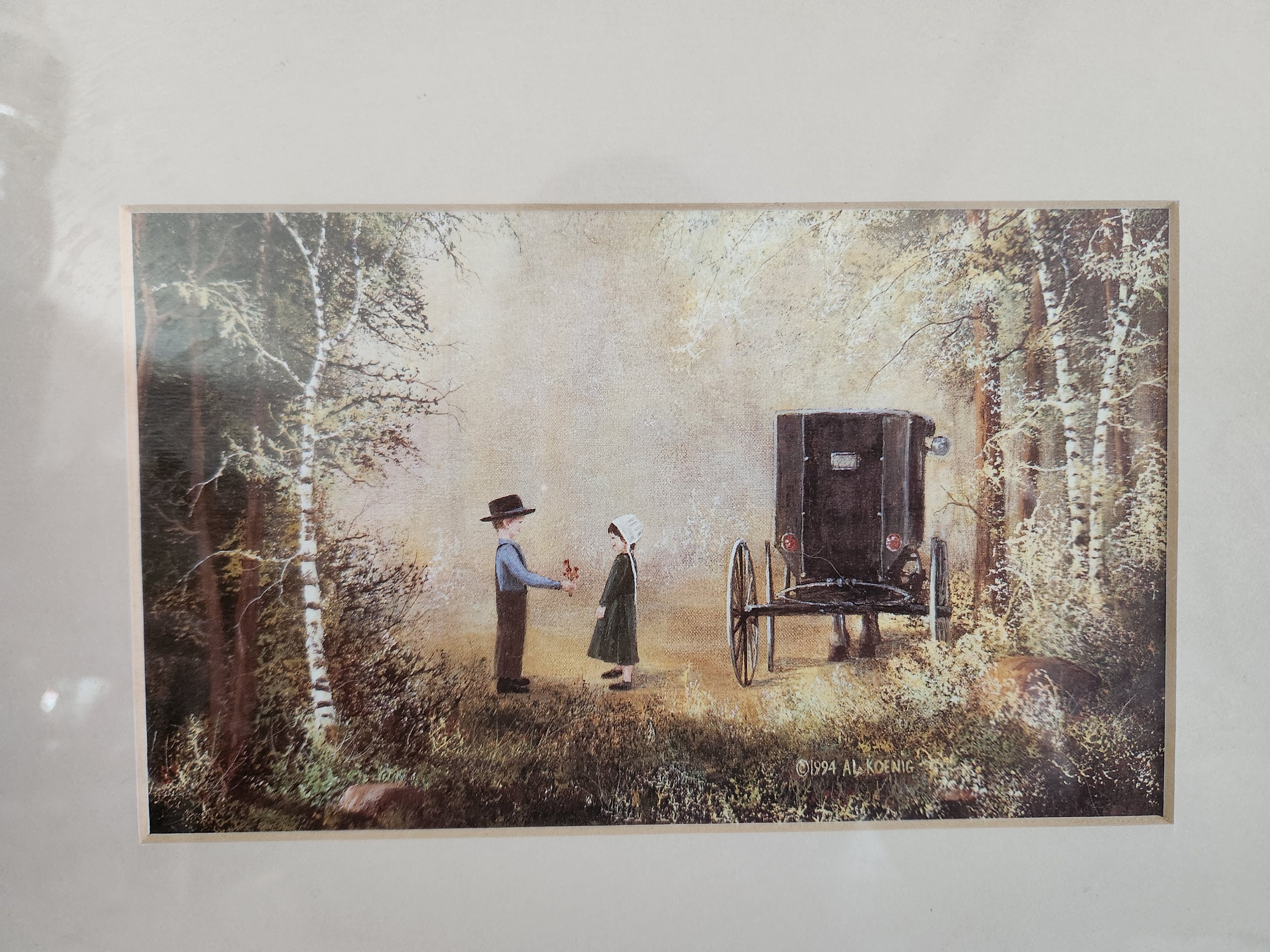 Vintage 1994 Al Koenig Amish Boy Girl Buggy Friendship First Love Print ...