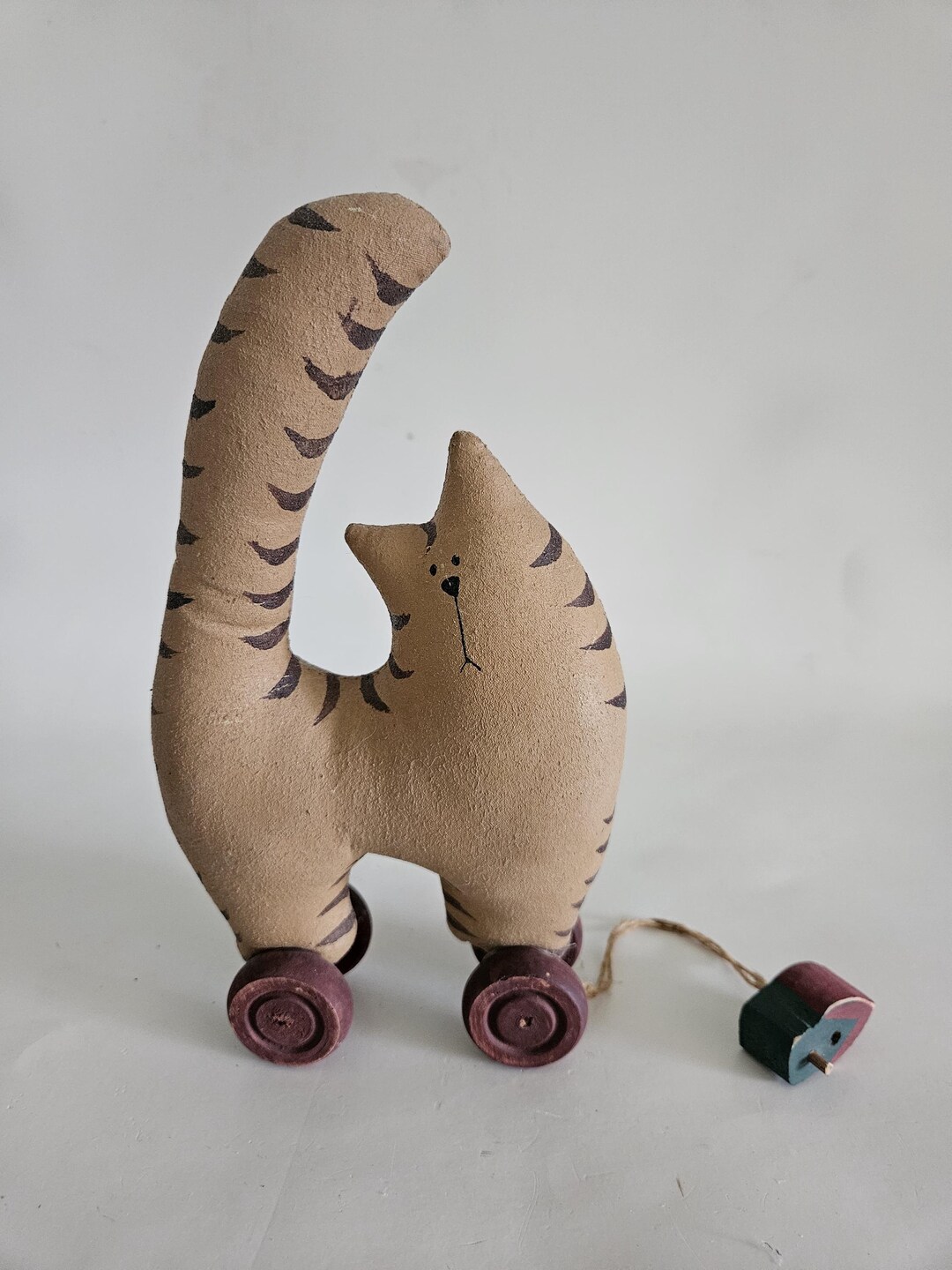 Vintage Folk Art Cloth Cat Pull Toy - Etsy