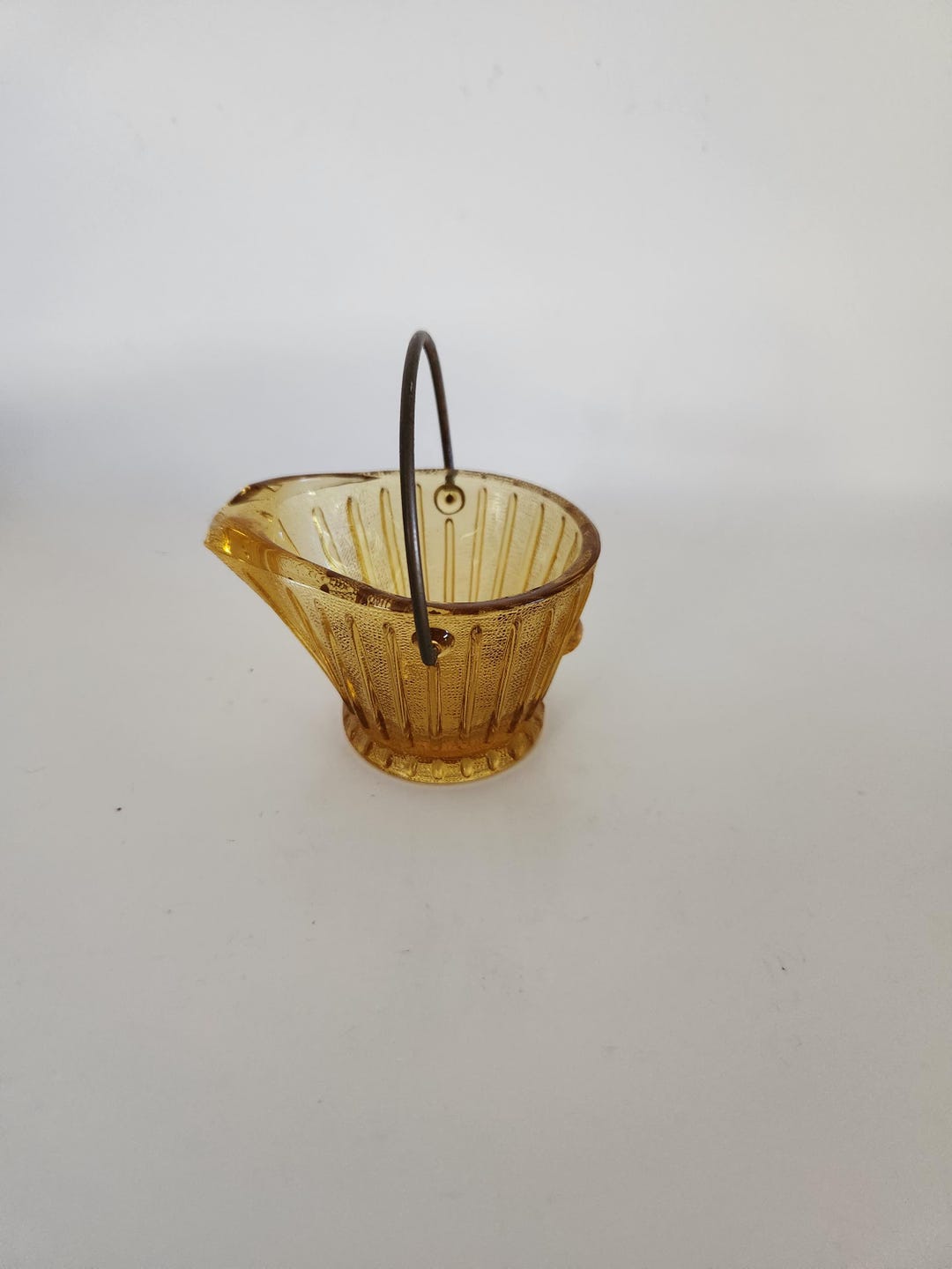 Vintage MCM Miniature Mini Coal Ash Bucket Metal Handled Amber Glass - Etsy