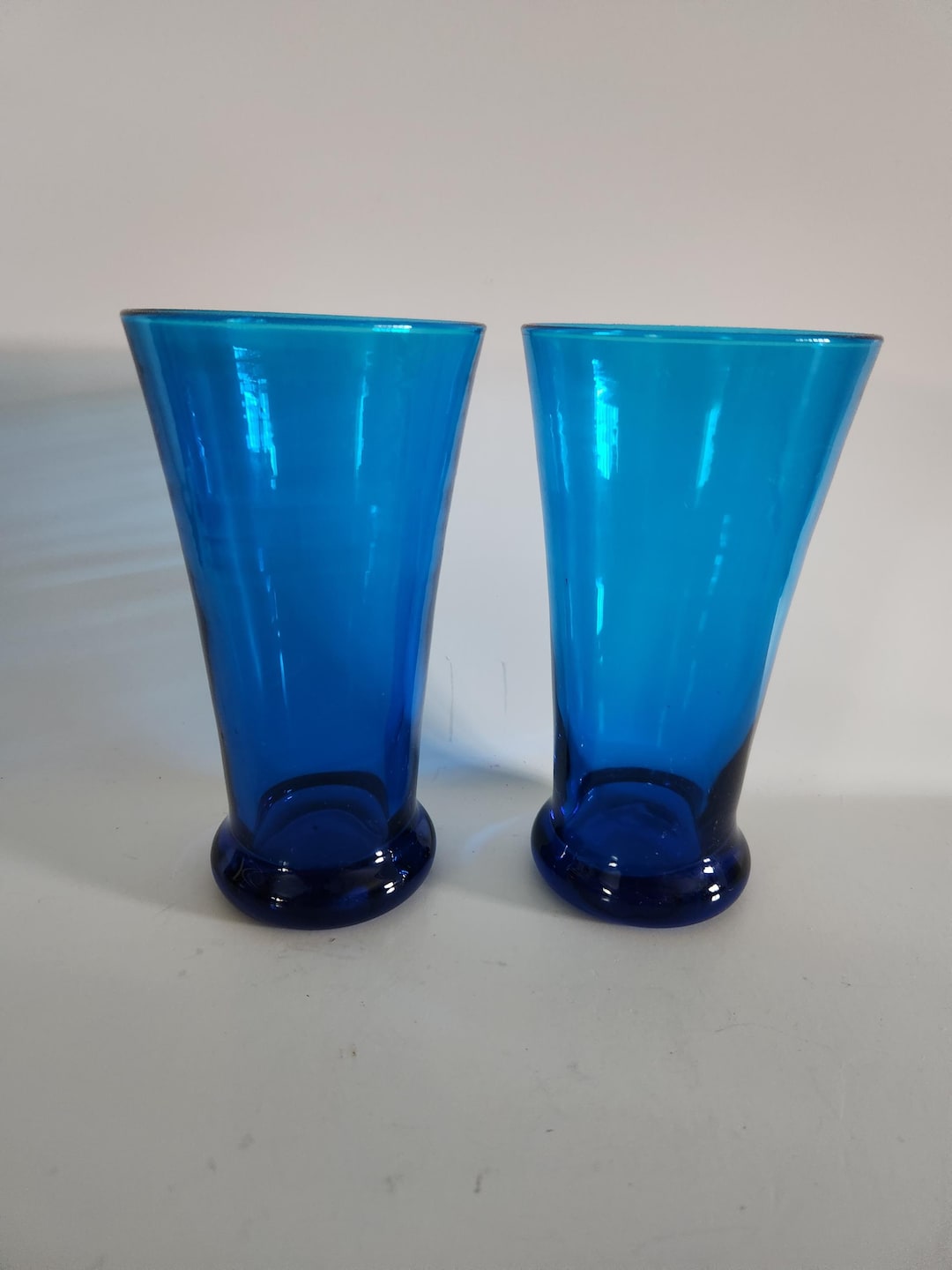 Vintage Flared Turquoise Blue Water Glasses Set of 2 - Etsy