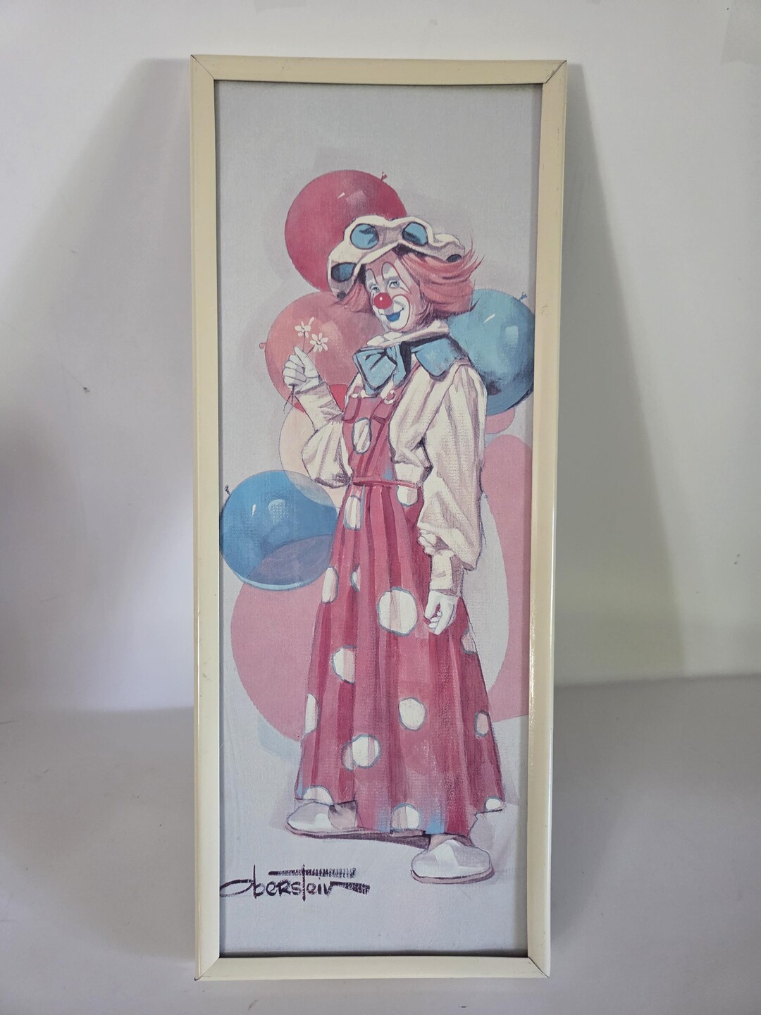 Vintage Clown With Balloons Chuck Oberstein Lithograph Print Framed - Etsy