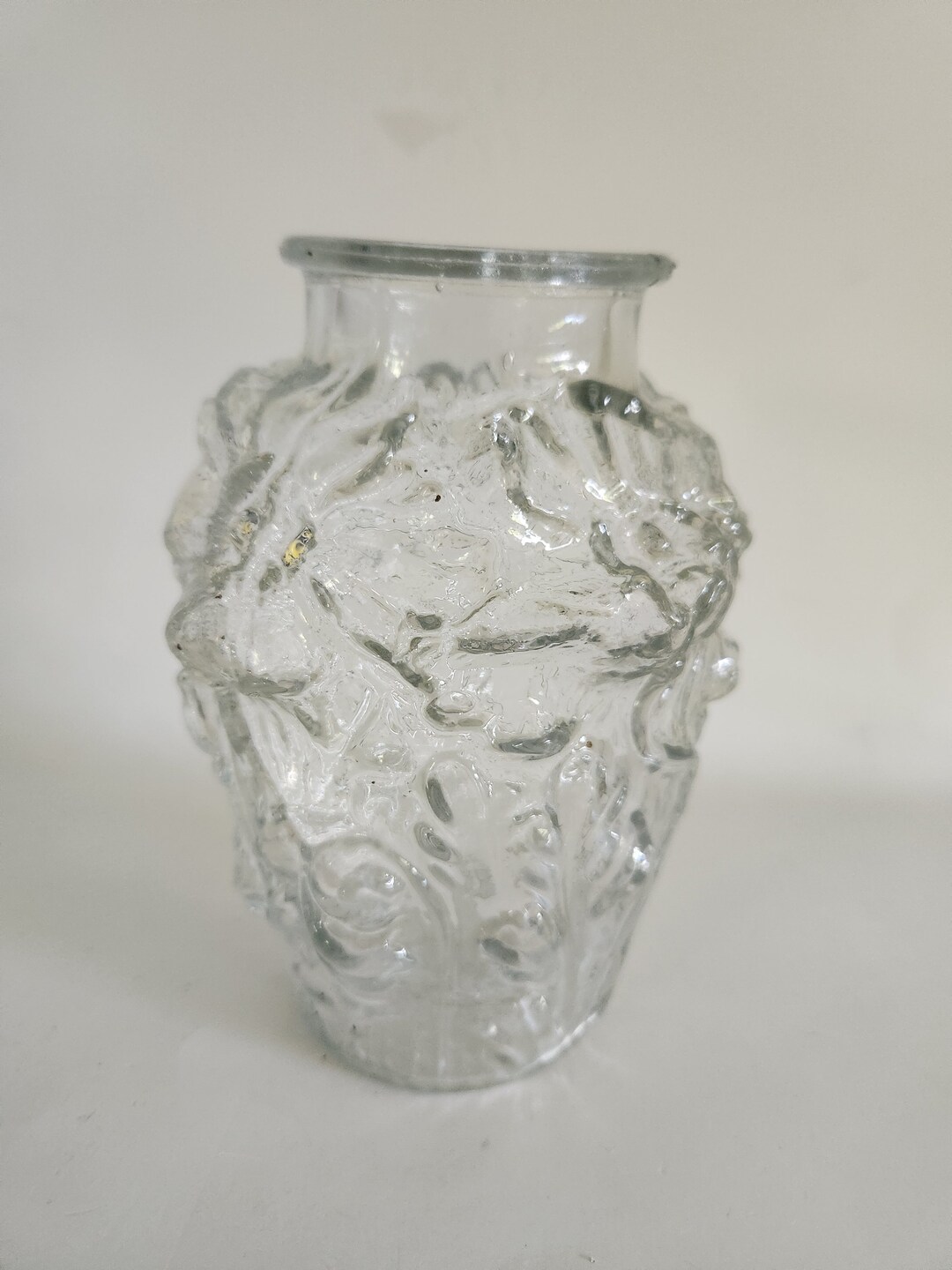 Vintage Clear Glass Poppy Embossed Vase - Etsy